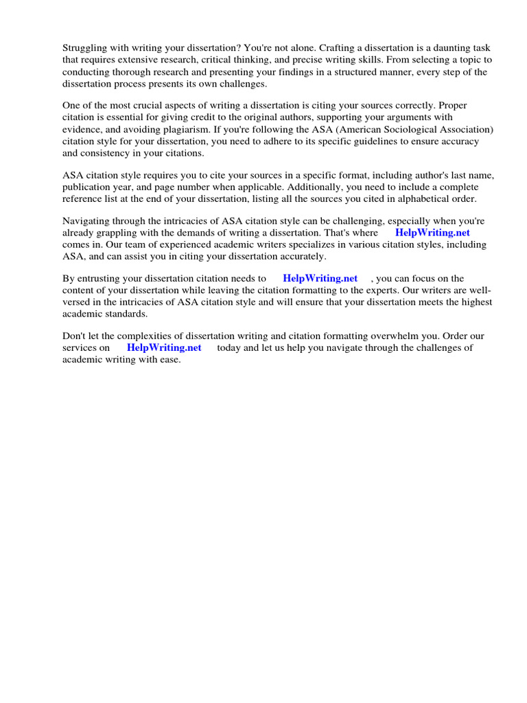 How To Cite A Dissertation Asa | PDF | Citation | Apa Style