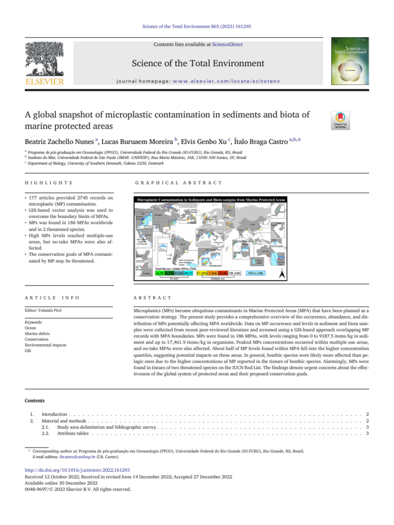 Nunes Et Al 2023 - A Global Snapshot of Microplastic Contamination in ...