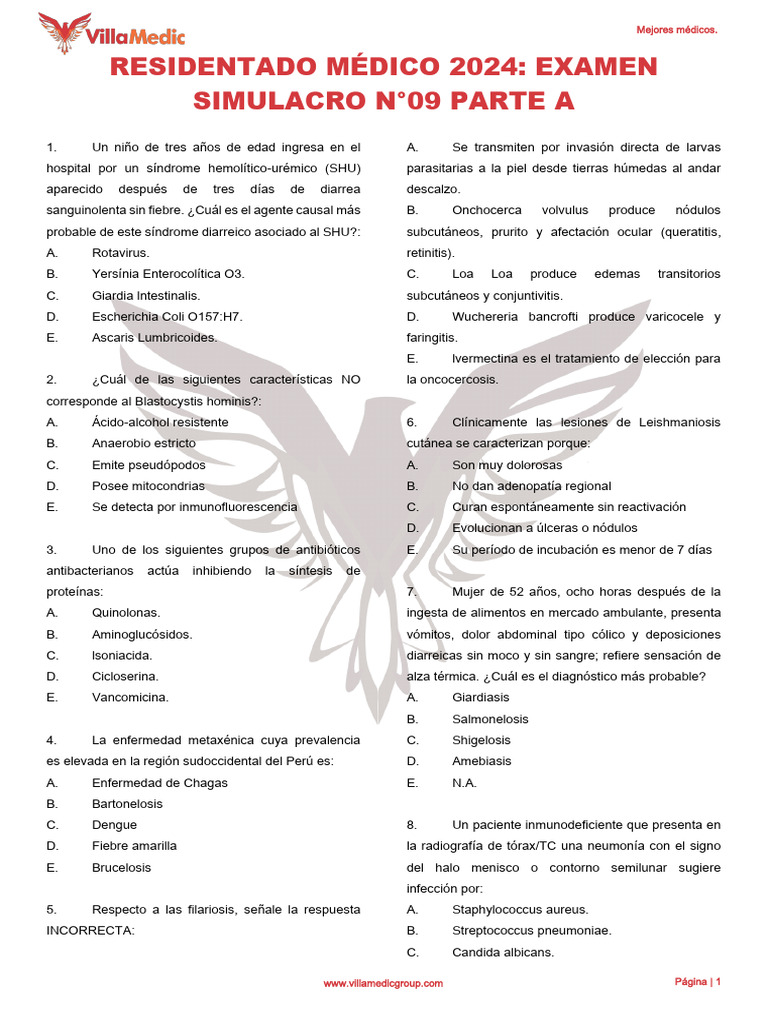 RM25 - Examen Simulacro 9 A | PDF | Ciencias de la Salud | Especialidades Medicas