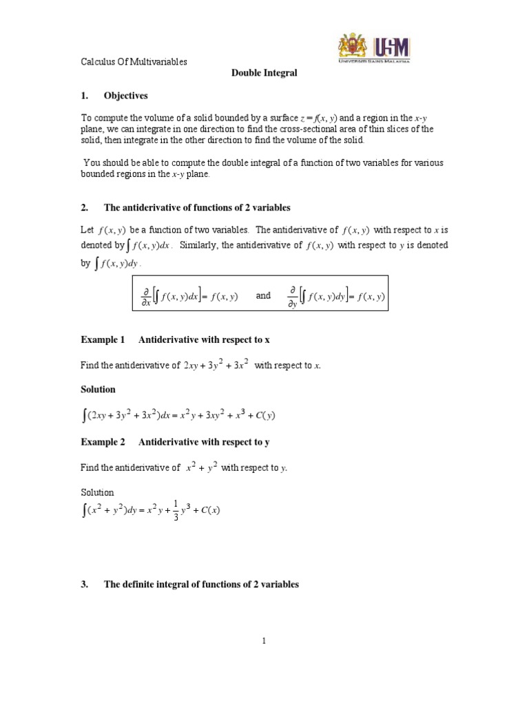 Calculate Volume Using Double Integrals | PDF | Multivariable Calculus | Integral