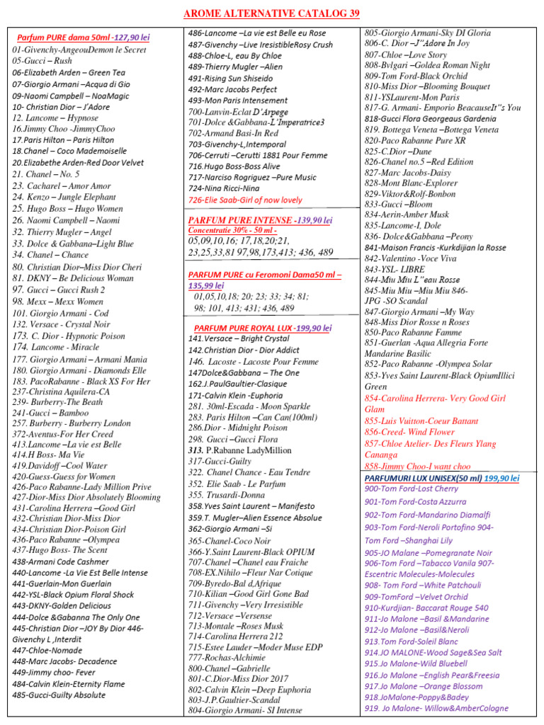 Arome Alternative Catalog 39 | PDF | Perfume | Perfumery