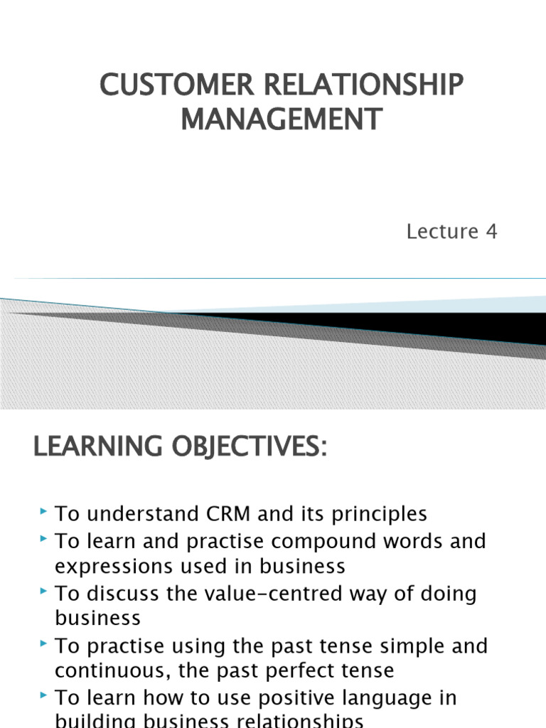 LECTURE 4-CUSTOMER RELATIONSHIP MANAGEMENT | PDF