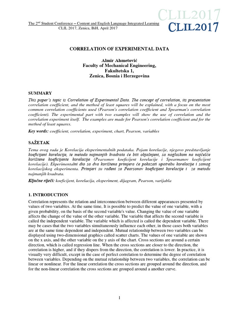Correlation of Experimental Data Analysis | PDF | Spearman's Rank ...