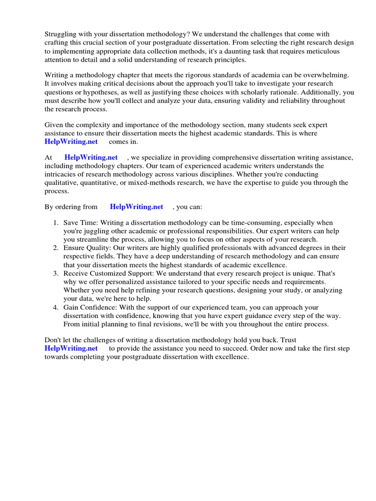 Methodology Dissertation Example Postgraduate | PDF | Methodology ...