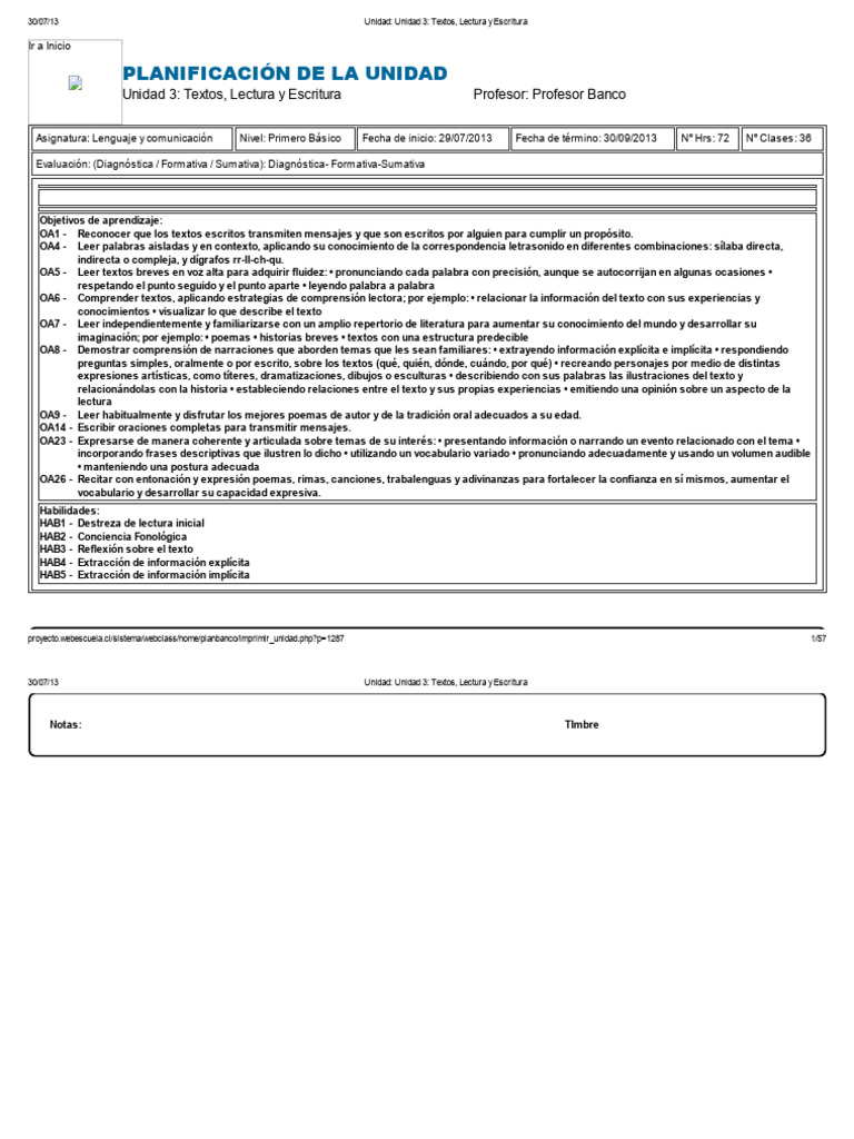 Unidad - Unidad 3 - Textos, Lectura y Escritura | PDF | Evaluación ...
