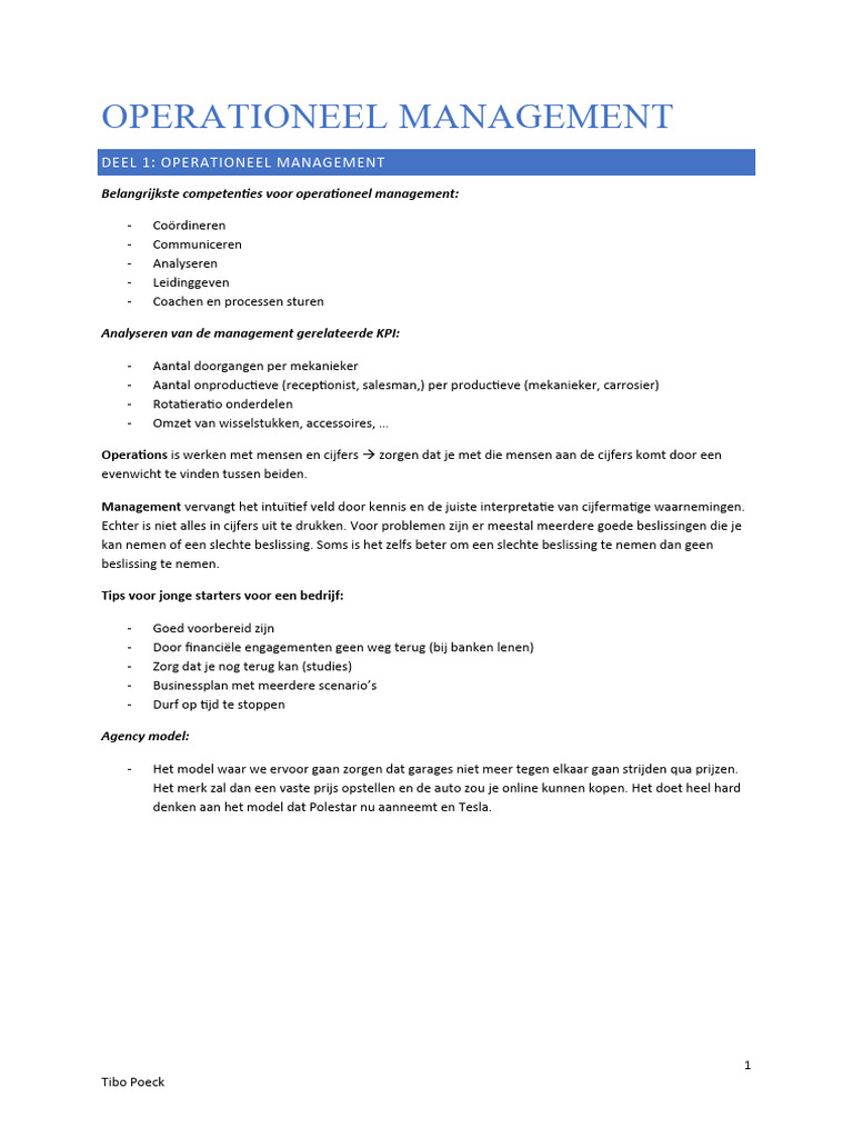 Operationeel Management | PDF