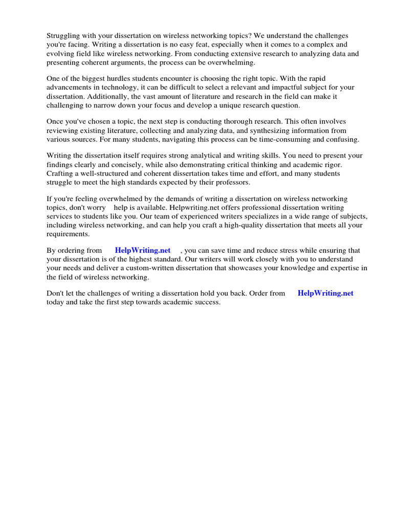 Wireless Networking Dissertation Topics | PDF | Computer Network | Wi Fi