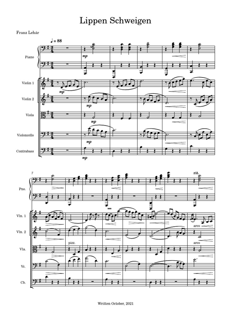 Lippen Schweigen - Franz Lehr | PDF | String Instruments