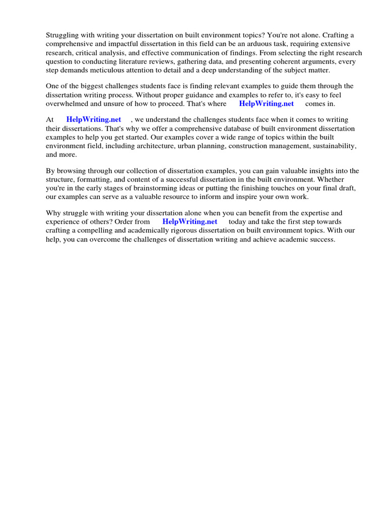 Built Environment Dissertation Examples | PDF | Educational Technology ...