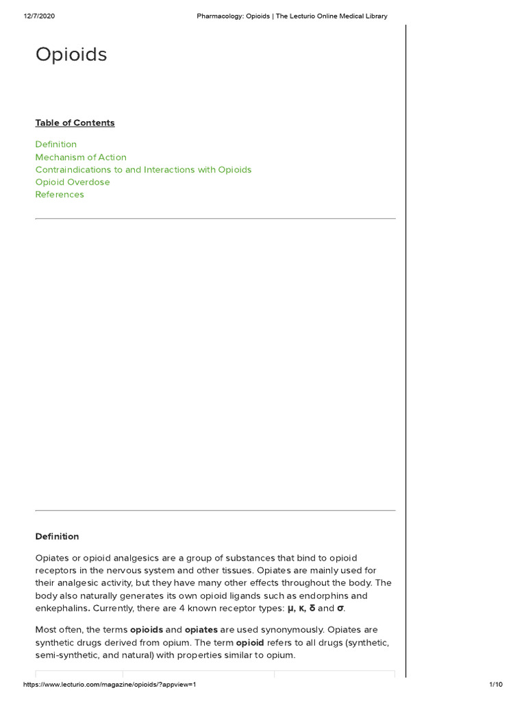 Opioid Pharmacology Guide | PDF | Opioid | Receptor Antagonist