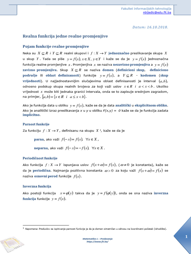 P4 MAT1 Funkcija Granicna Vrijednost | PDF