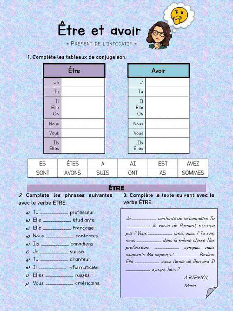 Ejercicios Avoir Et Etre | PDF