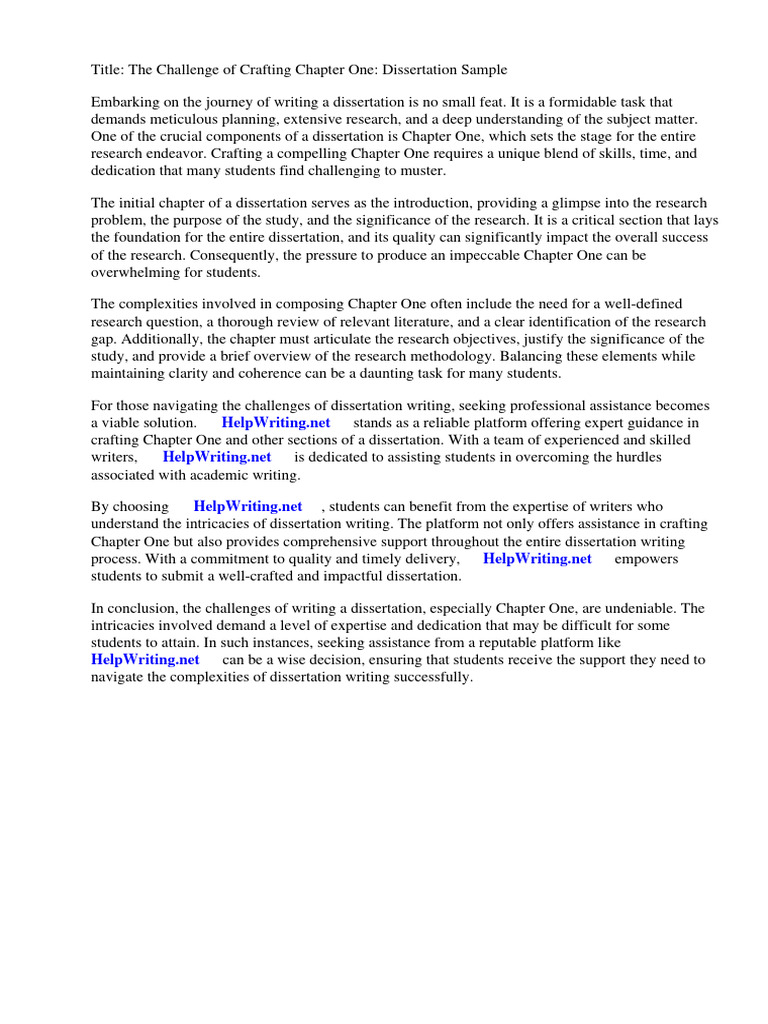 Chapter One Dissertation Sample | PDF | Biometrics | Thesis