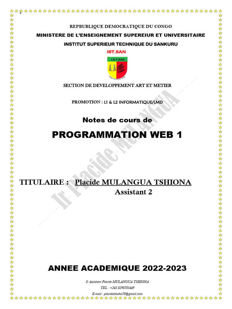 Cours de Programmation Web 1 Ok | PDF | Internet | Internet et Web