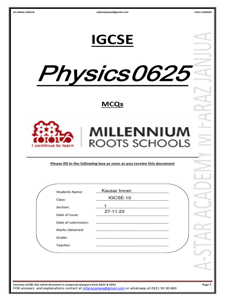 MCQs Physics IGCSE Topical - pdf-6-1-1 | PDF | Metrology | Applied And Interdisciplinary Physics