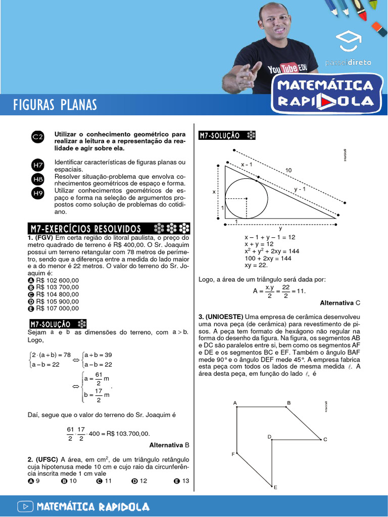 Figuras Planas 3 | Download grátis PDF | Triângulo | Círculo