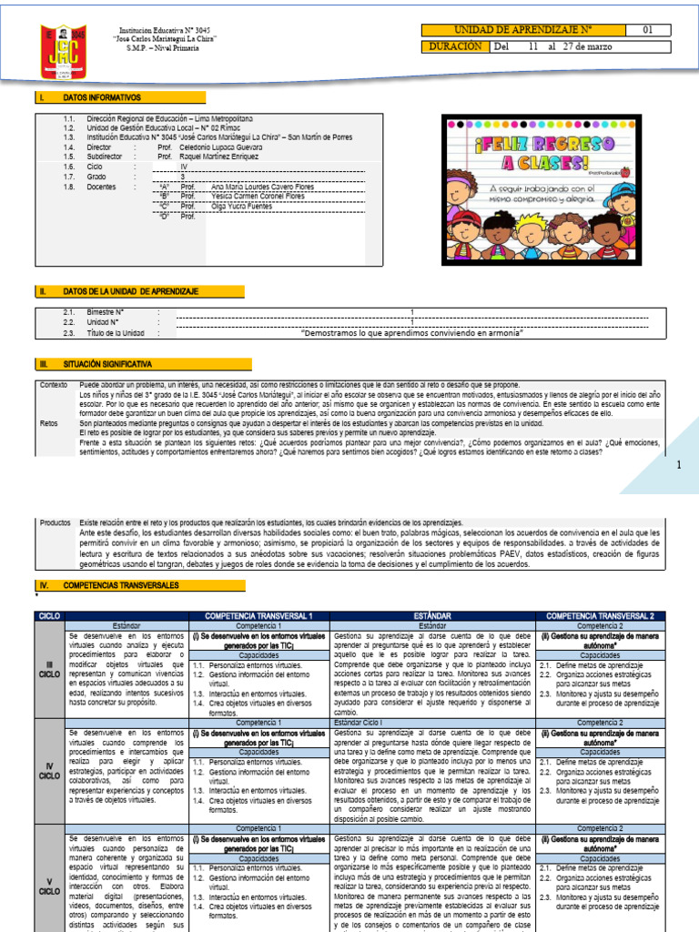 Unidad de Aprendizaje 2024 - Borrador | PDF | Aprendizaje | Evaluación