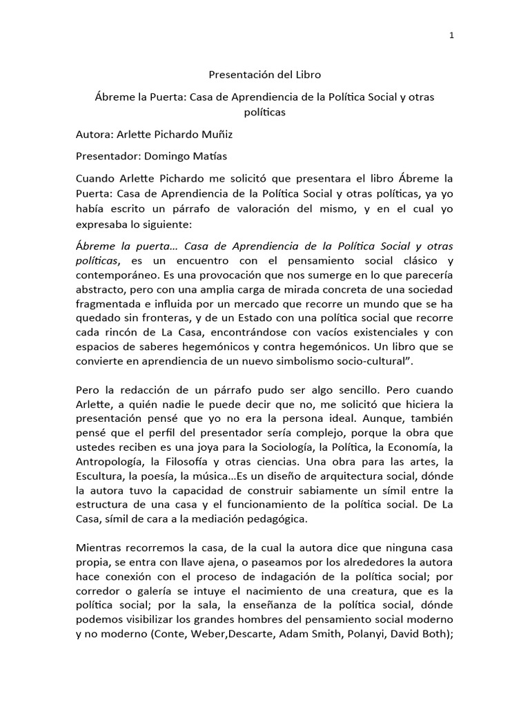Presentación de "Ábreme la Puerta" | PDF | Enseñando | Estado (política)