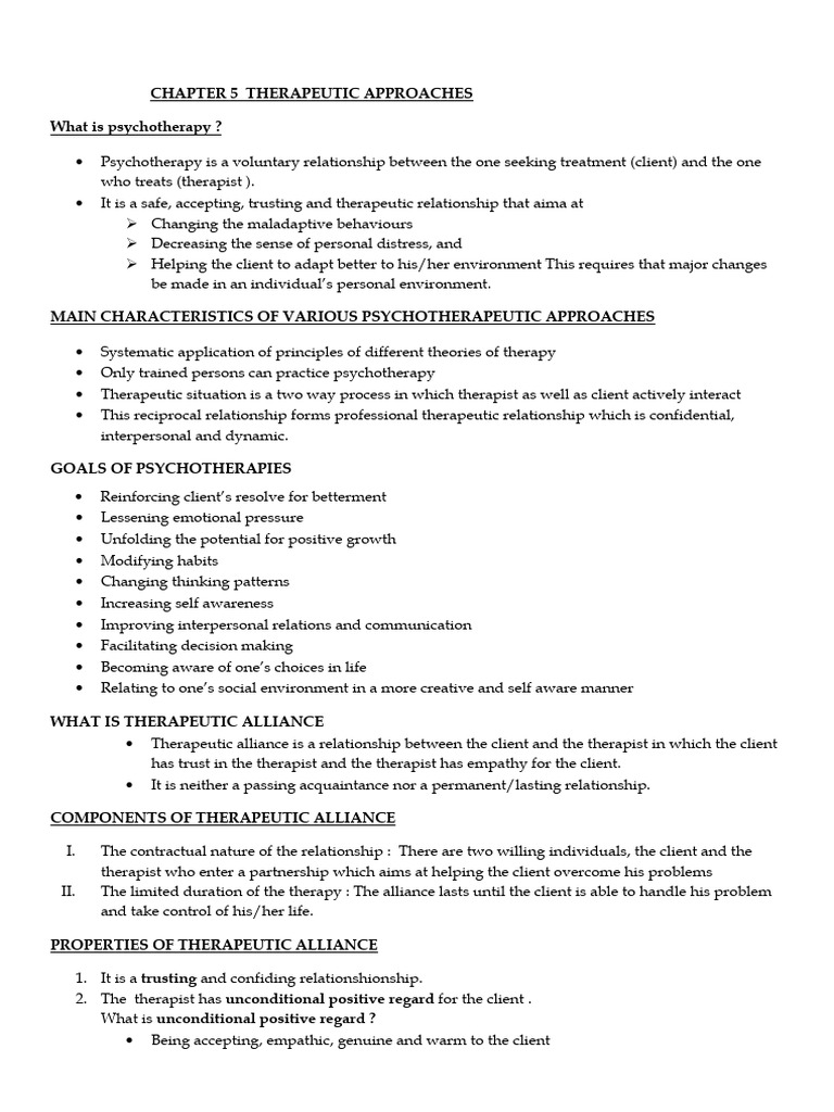 Notes Therapeutic Approaches | Download Free PDF | Psychotherapy ...