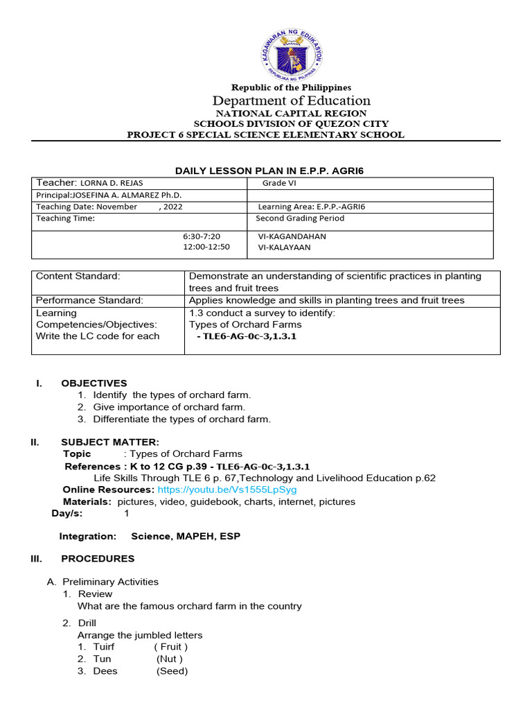 Q2 E.p.p.topic Types of Orchard Farm Lesson 5 | PDF | Coconut | Trees