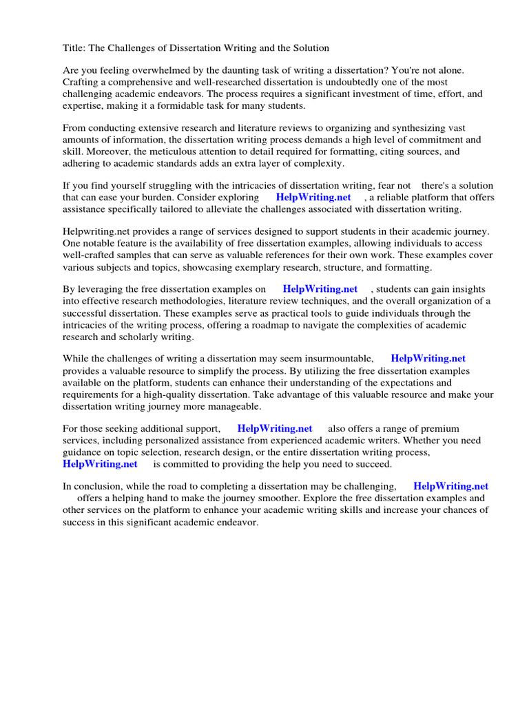 Free Dissertation Examples | Download Free PDF | Thesis