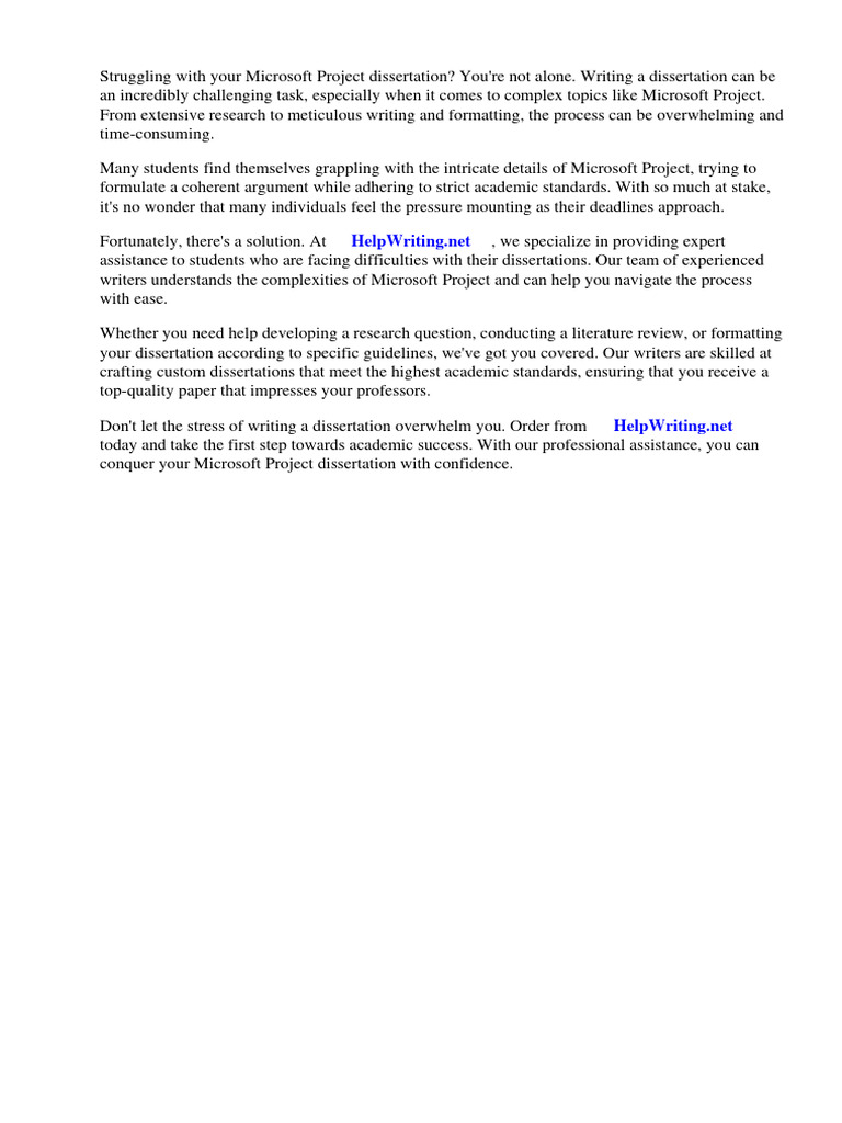 Microsoft Project Dissertation | PDF | Thesis | Information
