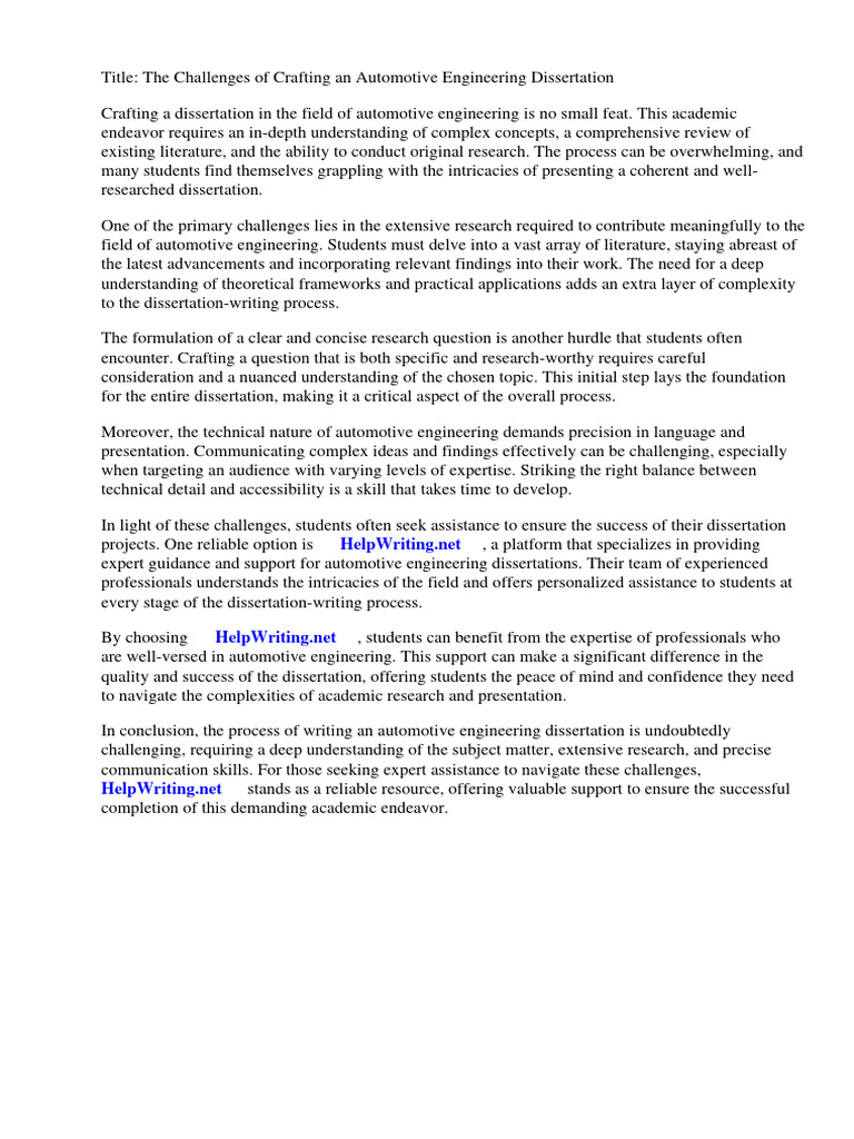 Automotive Engineering Dissertation | PDF | Cost Of Living | Car