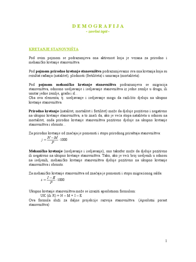 Demografija - Druga Parcijala | PDF