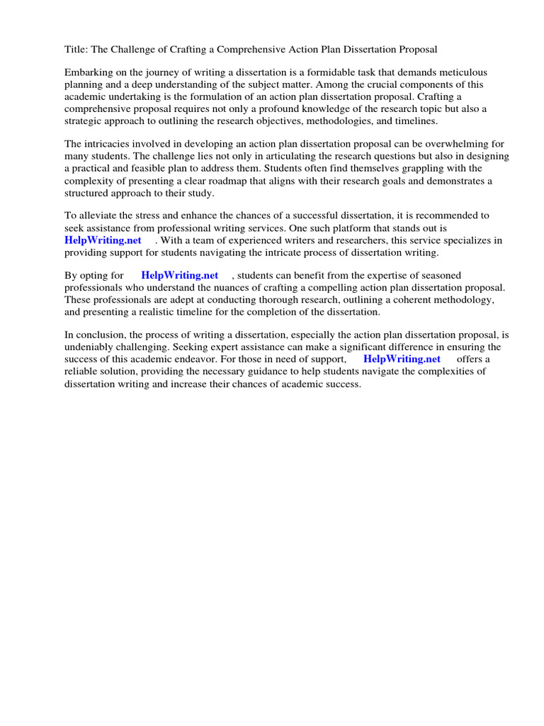 Action Plan for Dissertation Proposals | PDF | Educational Technology | Thesis