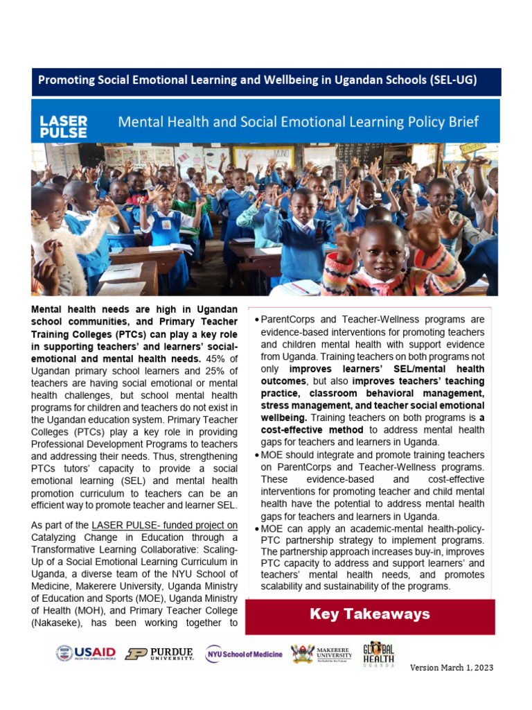 Promoting Social Emotional Learning and Wellbeing in Ugandan Schools SEL UG | PDF | Teachers ...