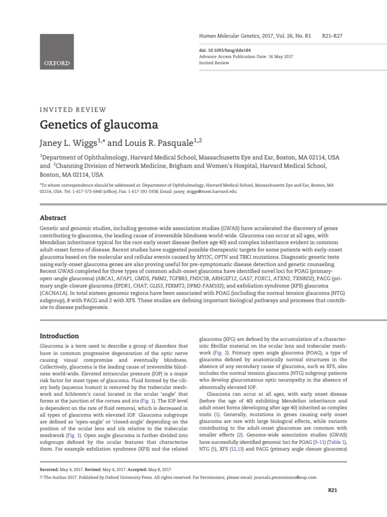 Artigo Glaucoma 1 | PDF | Glaucoma | Mutation