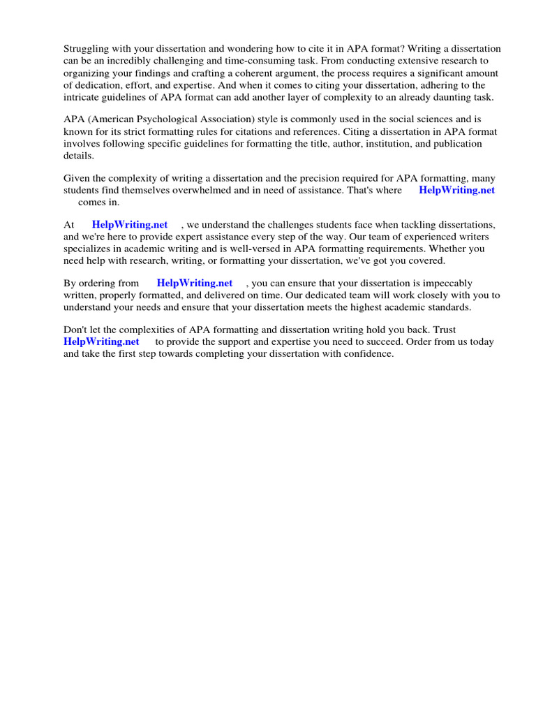 How Do You Cite A Dissertation in Apa Format | PDF | Citation | Apa Style