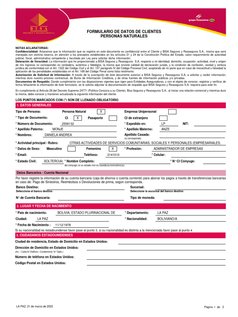 Formulario Asegurado Codigo 332868 | PDF | Reaseguro | Seguro