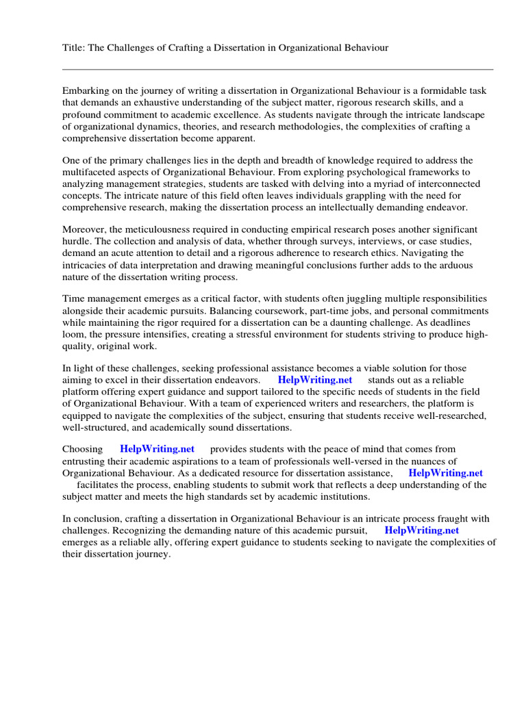 Dissertation Organizational Behaviour | PDF | Organizational Behavior | Organizational Culture