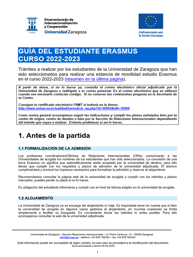 Guia Erasmus 2022-2023 V | PDF | Europa | Otorgar dinero)