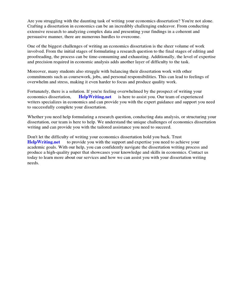 Economics Dissertation Writing | PDF | Thesis | Economics