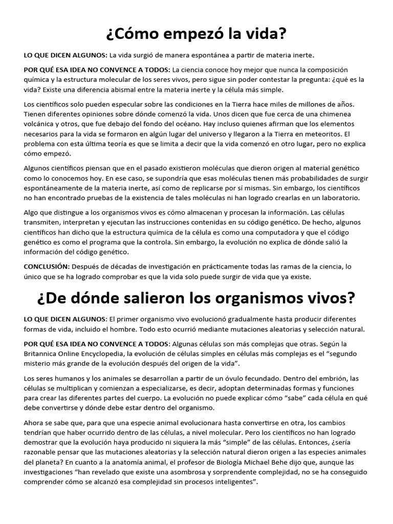 Cómo Empezó La Vida Pdf Vida Evolución