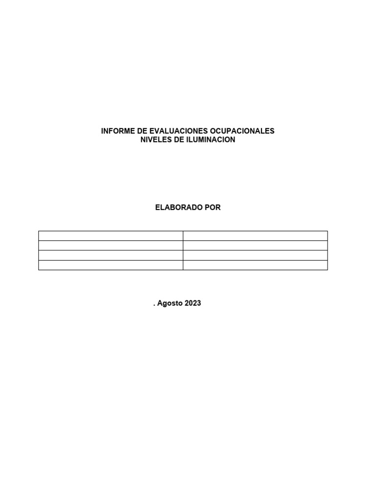 Taller 3 INFORME FINAL DE EVALUACION DE ILUMINACION | PDF | Encendiendo