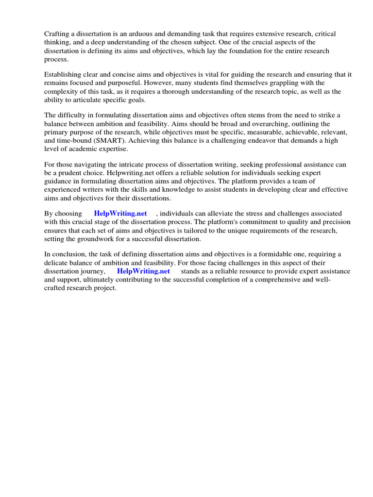 Dissertation Aims and Objectives | PDF | Thesis | Science