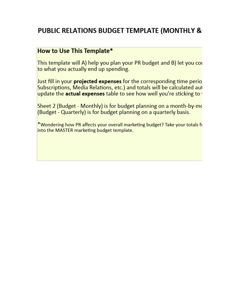 Public Relations Budget Template | PDF | Business | Publicly Traded ...