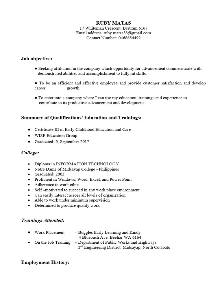 Ruby Resume Without Picture | PDF | Business