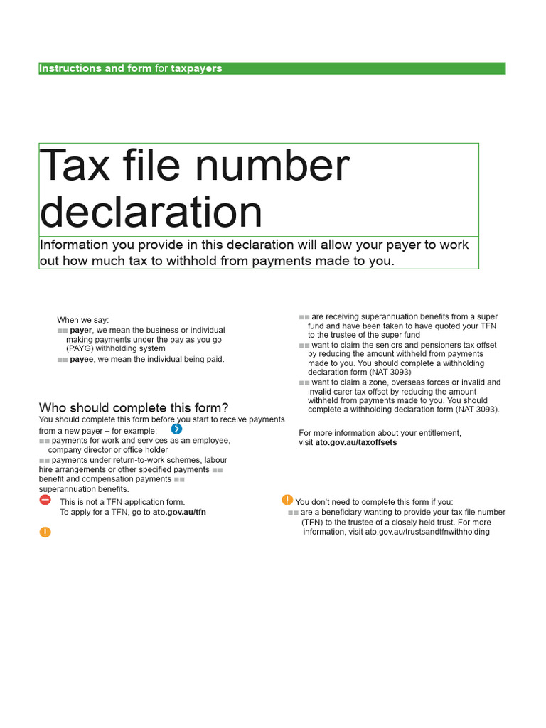 Tax File Number Guide for Payees | PDF | Payments | Taxes