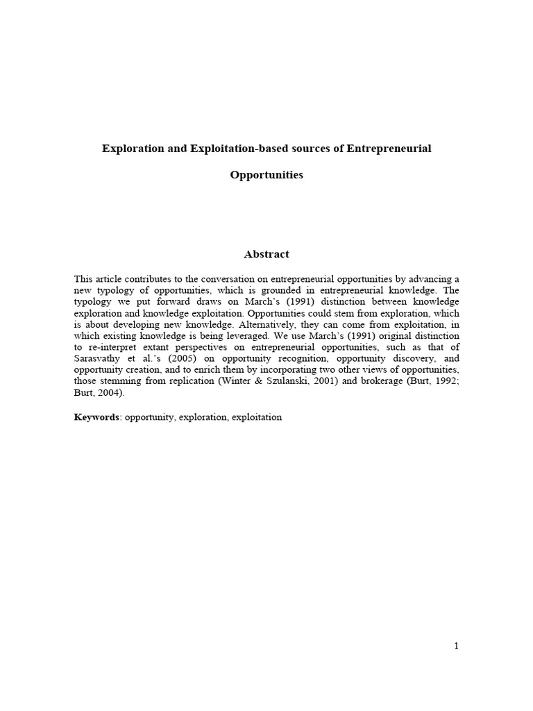 Exploration and Exploitation-Based Sources of Entrepreneurial ...