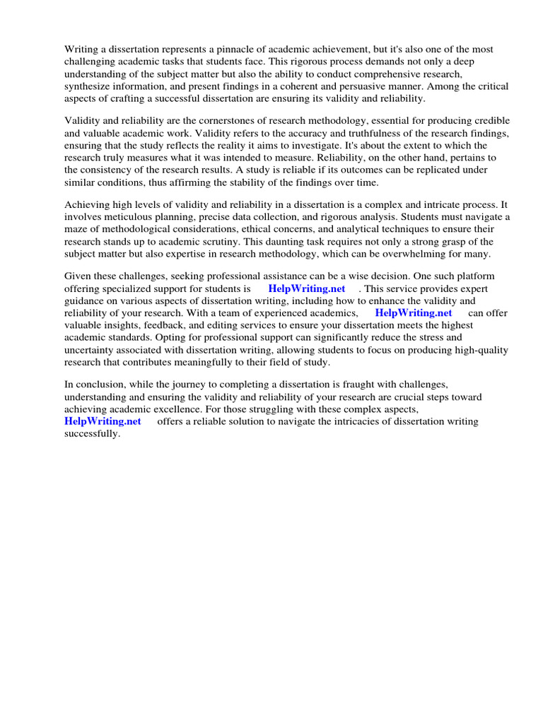 Ensuring Dissertation Validity | PDF | Validity (Statistics) | Reliability Engineering