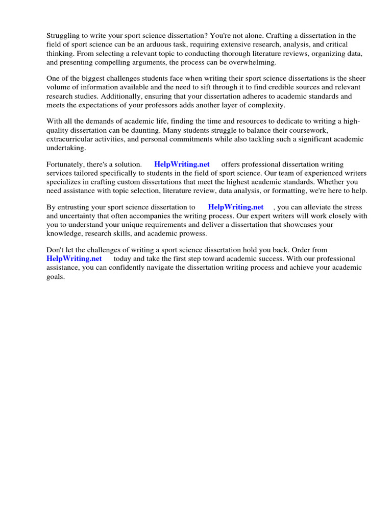 Sport Science Dissertation Examples | PDF