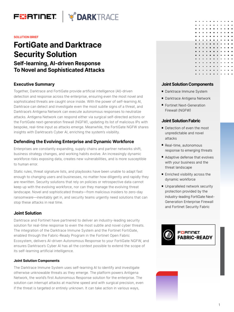 SB Fortigate and Darktrace Security Solution | PDF | Security | Computer Security