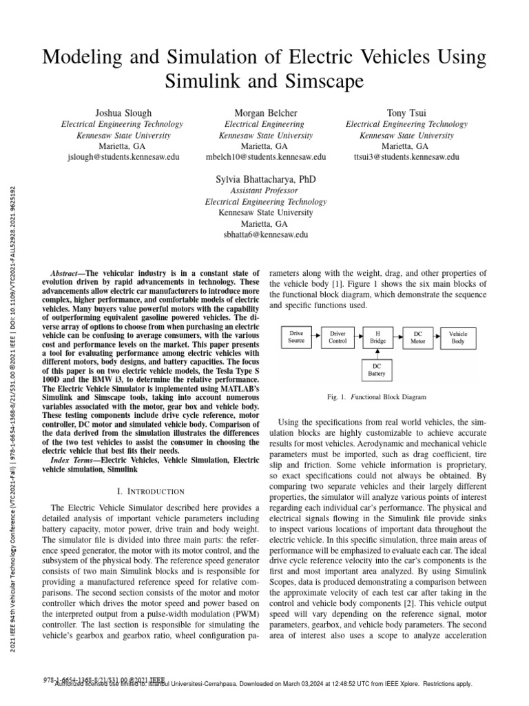 EV Simulation with Simulink & Simscape | PDF | Electric Motor | Simulation