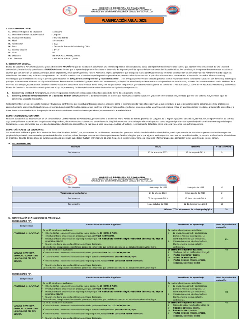Plan Anual de DPCC - 1 A | PDF