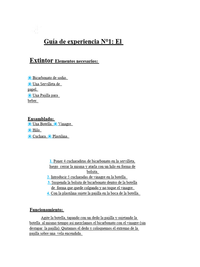 Extintor Casero: Guía Paso a Paso | PDF | Química | Materiales