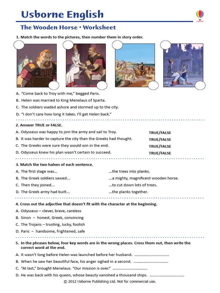 Wooden Horse Worksheet | PDF | Helen Of Troy | Odysseus